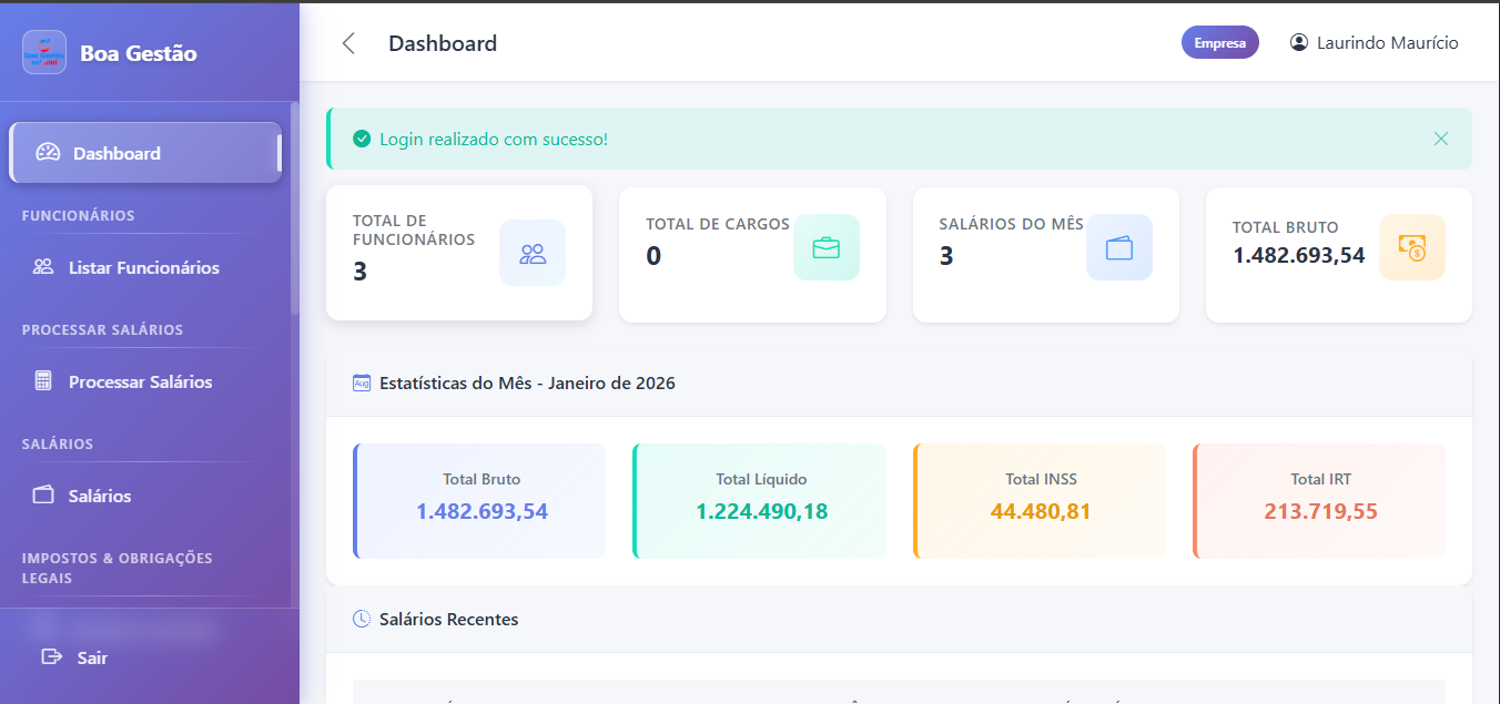Software de Gestão Salarial Angola | Cálculo Automático IRT INSS | Boa ...
